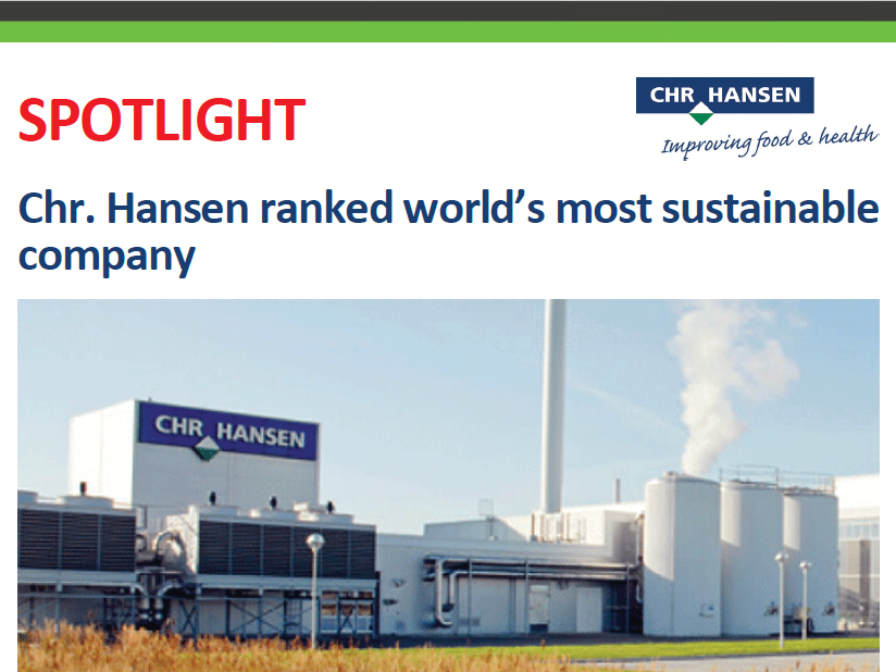 eFeedLink - Chr. Hansen ranked world's most sustainable company
